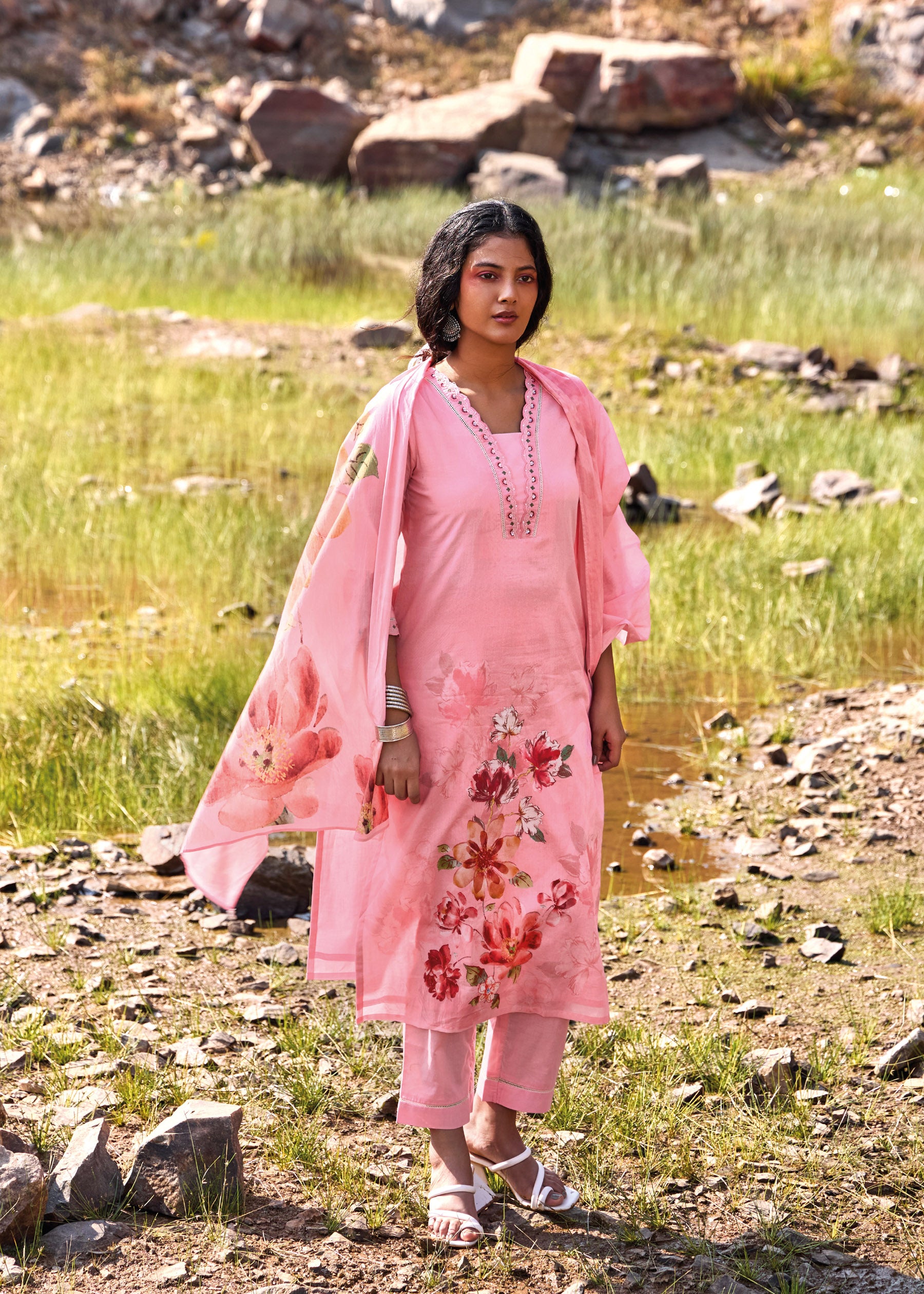 Lunelle Rose Dust Cotton Kurta Set