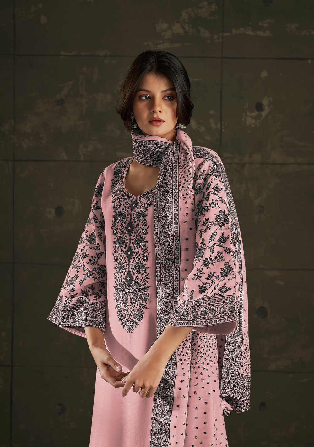 Bubblegum Black Pakistani Silk Kurta Set