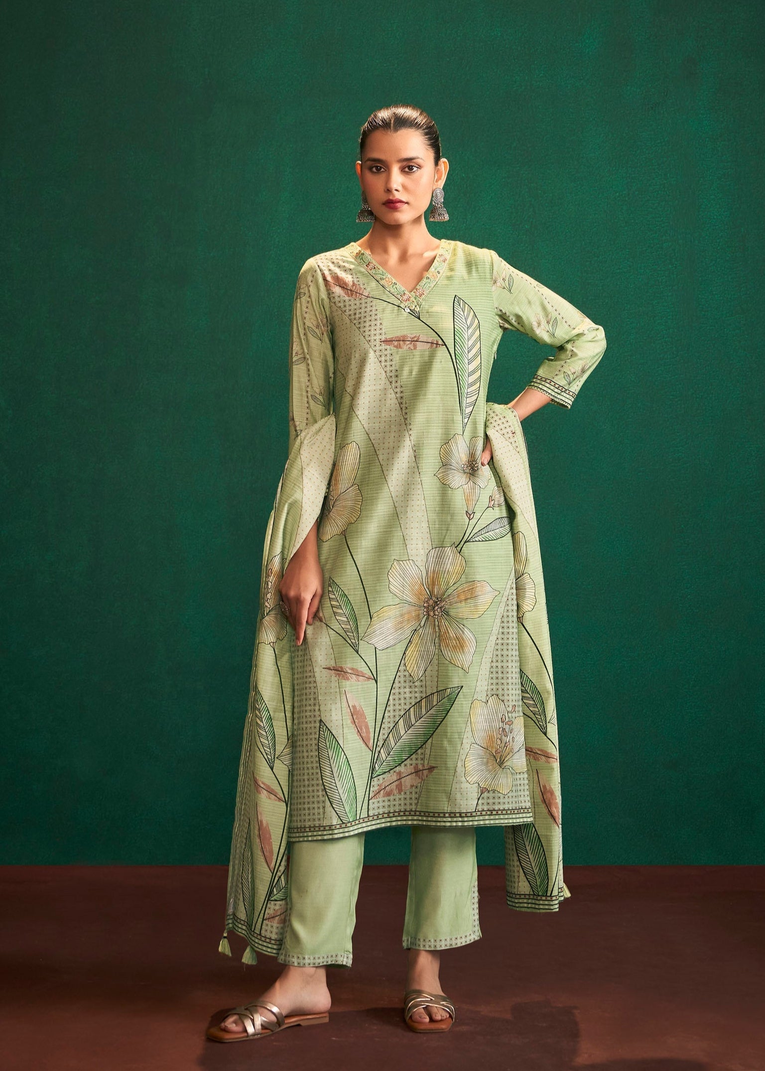 Jade Splendor Digital Kurti Set
